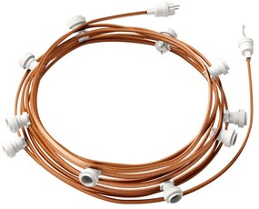 creative cables Hotový světelný řetěz LUMET 12,5 m je sestavený z 10 bílých objímek, háčku a zástrčky Barva kabelu: Whisky - CM22