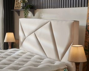 Čalouněná postel MOON s matrací - béžová 160 × 200 cm
