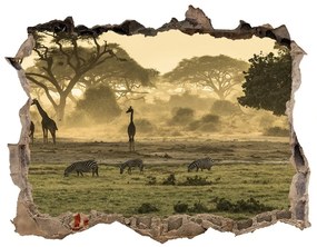 Wallmuralia Nálepka fototapeta 3D Žirafy na savaně 95x64 cm