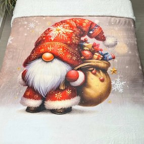 Vánoční deka luxury beránková z mikroplyše Skřítek červený 150x200cm TiaHome