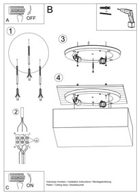 Stropní svítidlo Horus, 1x černé plastové stínítko, (bílý plast), (55 cm)