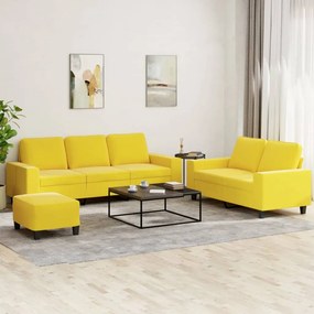 3dílná sedací souprava světle žlutá textil 3201911