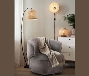 Tchibo - Nástěnná lampa s bambusovým stínítkem - barva: černá