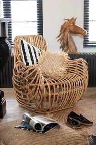 Přírodní lýkový podsedák / puf s třásněmi Raffia - 88*88*22cm