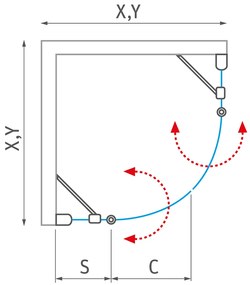 Roth Čtvrtkruhový sprchový kout CI P55 Varianta: rozměry: 100x100 cm - (CI P55 1000 - CI P55 100200 VPE), Barva profilů a typ výplně: profily: brillant, výplň: transparent