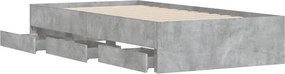 Rám postele se zásuvkami betonově šedý 90 x 190 cm kompozit 3207325