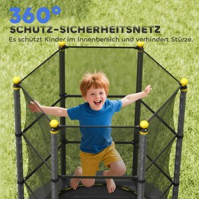 HOMCOM dětská trampolína Ø140 cm, trampolína s ochrannou sítí, kryt hran, zahradní trampolína pro děti 3-10 let, max. zatížení 50 kg, černá barva