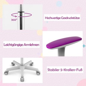 Costway Dětská židle k psacímu stolu Dětská počítačová židle s – fialová
