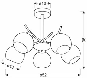 Lustr na tyči AMOS 5xE27/40W/230V lesklý chrom