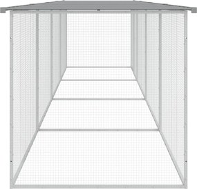 Klec pro kuřata se střechou světle šedá 403 x 98 x 90 cm ocel 3189055