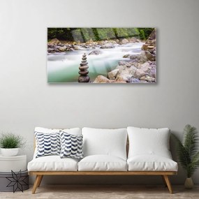 Obraz na skle Les Kameny Krajina 100x50 cm