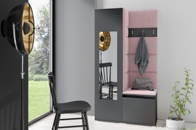 Eka Předsíňová stěna s čalouněnými panely Trinity 13 - Grafit / Světlá růžová 2319