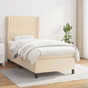 Box spring postel s matrací krémová 90x200 cm textil