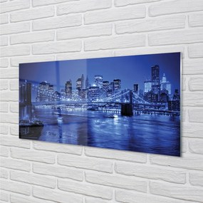 akrylový obraz Panorama most mrakodrapy river 125x50 cm