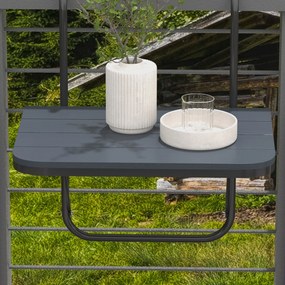 Balkonový stolek Outsunny k zavěšení, nosnost až 25 kg, skládací balkonový stolek, výškově nastavitelný ve 4 směrech, hliník, 60 x 40 cm, černý | Aos…