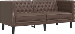 3dílná sedací souprava Chesterfield hnědá umělá kůže 3209269