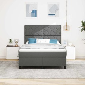 Postel s boxspringem s čelo Tmavě šedá 140 x 200 cm textil 3339470