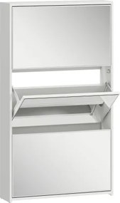 HOMCOM zrcadlová skříňka na boty se 3 sklápěcími zásuvkami pro 9 párů bot, ze dřeva, 65x17x114,5 cm, bílá