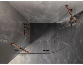 Mexen Lunar, půlkruhový sprchový kout naklápěcí doleva 100 x 70 cm, 8mm čiré sklo, profil růžové zlato, 833-100L-070P-60-00