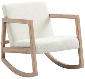HOMCOM Houpací křeslo Relaxační křeslo s dřevěným rámem, čalouněné, lounge, kaučukovník, krémově bílé| Aosom