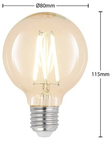 LED E27 8W G80 2 700K filament dim čirá 2ks