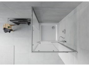 Mexen Rio čtvercový sprchový kout 80 x 80 cm, 5mm sklo, sklo námraza, chromový profil + slim sprchová vanička 5cm, 860-080-080-01-30-4010