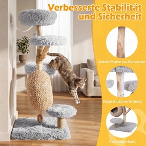 Costway Škrabadlo 134 cm 5 patro Kočičí strom s jeskyní Závěsná