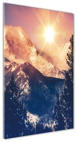 Wallmuralia Vertikální Fotoobraz na skle Slunce nad horami 50x100