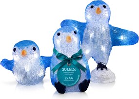 LED akryl figurky Vánoce tučňák-rodina