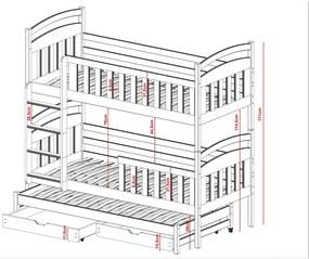 Legno Dětská patrová postel Viking bílá Rozměr (cm): 90x200