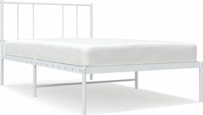 vidaXL Kovový rám postele s čelem 100 x 200 cm [352524] Barva: Bílá
