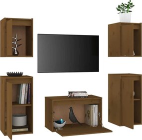 vidaXL TV skříňky 5 ks masivní borové dřevo [3100272] Barva: Bílá