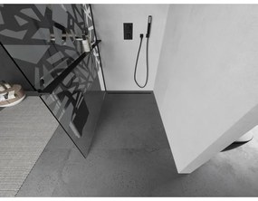 Mexen Kioto+ sprchová zástěna s poličkou a kolejnicí 80 x 200 cm, Průhledné/Bílý vzor 8 mm, Černá - 800-080-121-70-85