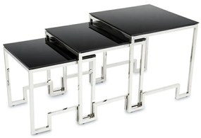 HowHomely | SADA 3x Konferenční stolek SAMMEN chrom/černá | DD0369
