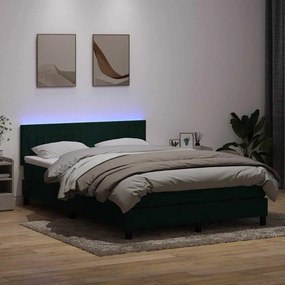 Box spring postel s matrací a LED tmavě zelená 160x220 cm samet 3317130