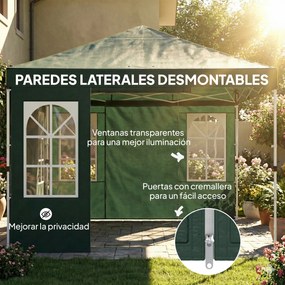 Outsunny skládací altán 3x3 m Pop-up s UPF50+ 4 odnímatelné boční díly nastavitelné výšky a cestovní taška zelená