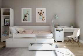 BabyBeds Praktická postel s přistýlkou a úložným prostorem HOMNES 200x90 bílá Matrace k posteli?: Ne, bez matrací Bílá