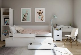 BabyBeds Praktická postel s přistýlkou a úložným prostorem HOMNES 200x90 bílá Matrace k posteli?: Ano, pěnové matrace o výšce 10 cm Bílá