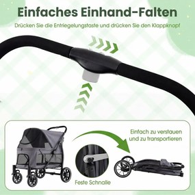 Costway Psí kočárek, skládací kočárek pro psy s terénními pneumatikami, nízký