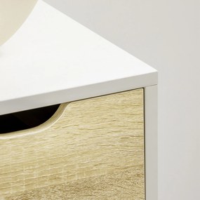 HOMCOM Komoda s 5 zásuvkami a zvýšenými nohami pro ložnici, obývací pokoj i kancelář, moderní styl, proti převrhnutí, 60x40x77,5 cm, přírodní a bílá