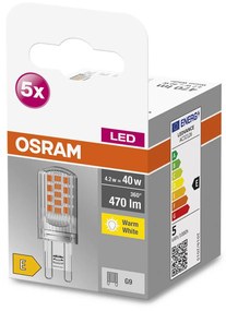 OSRAM Base PIN LED kolík žárovka G9 4,2W 470lm 5ks