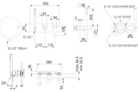 Sapho Sapho, PAX podom. sprch. baterie, ruční sprcha, 2 výstupy, černá matná, XA52/15