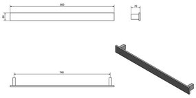 Sapho Patron PX036 sušák na osušky, 800x60mm, bílá