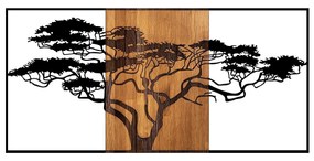 Wallexpert Dekorativní nástěnný dřevěný doplněk Acacia Tree - 328, Černá, Ořech