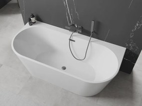 Mexen Oval+, volně stojící vana ke stěně 170 x 80 cm, bílá lesklá, broušený grafit přepad, 52681708000-66