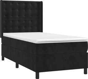 Box spring postel s matrací a LED černá 90x190 cm samet 3139777