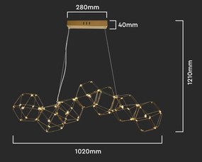 LED Solution Zlaté závěsné LED svítidlo designové 102cm 28W 15339