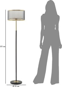 Černá/ve zlaté barvě stojací lampa s textilním stínidlem (výška 153 cm) Levels – Mauro Ferretti