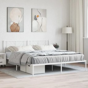 vidaXL Kovový rám postele s čelem bílý 180 x 200 cm