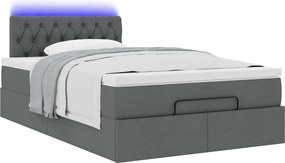 Osmanská postel s matrací &amp; LED tmavě šedá 120x190 cm látka 3312375